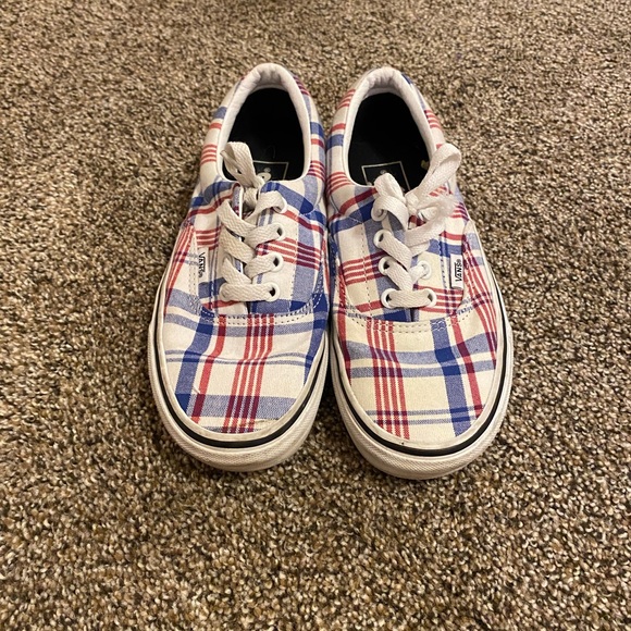 Vans | Shoes | Red White And Blue Plad Vans | Poshmark